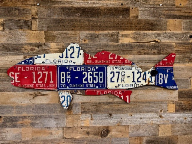 Florida Antique Red/White/Blue Redfish License Plate Art - Ready-To-Sh ...